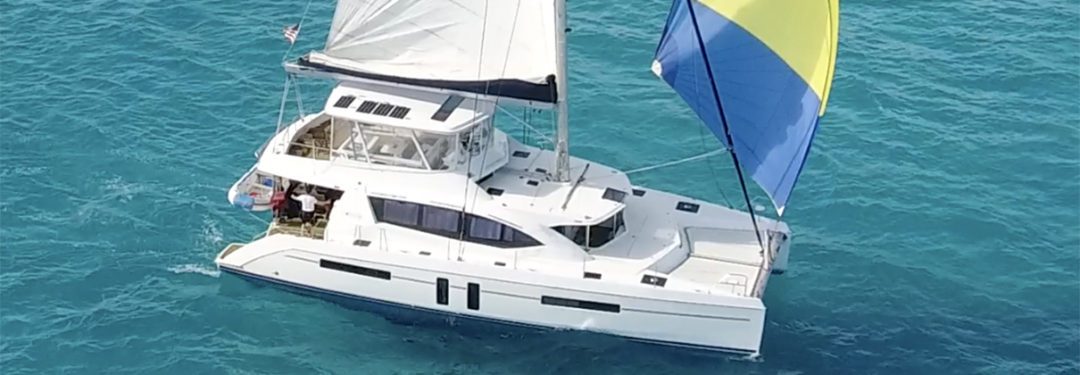 Leopard 58 Catamaran AQUA BOB Drone Video - Just Catamarans
